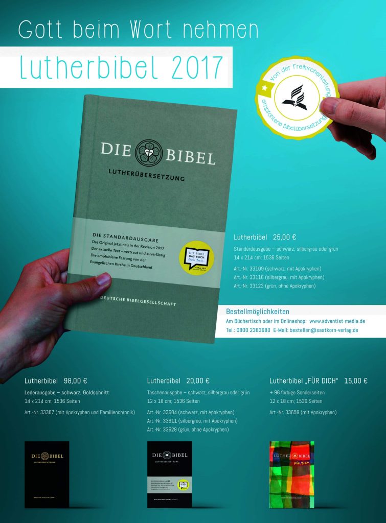 Lutherbibel 2017 weiterhin ein Bestseller - Advent-Verlag
